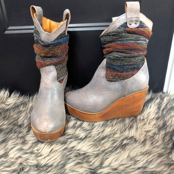 Bed Stu | Shoes | Bed Stu Leather And Aztec Woool Platform Wedge ...